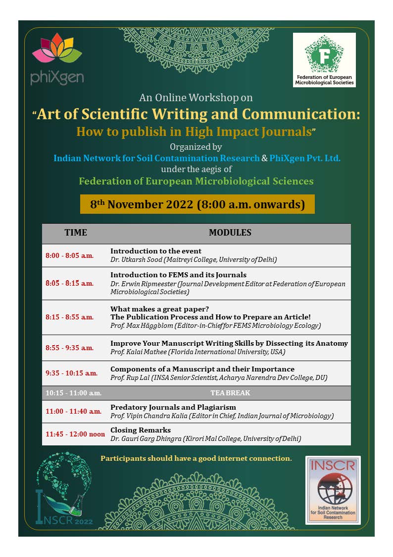 Online Workshop on Art of Scientific Writing and Communication - FEMS